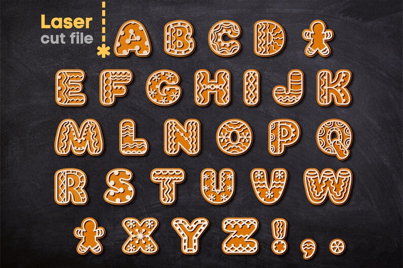 Christmas Alphabet SVG Bundle Laser Cut File for Glowforge - Etsy