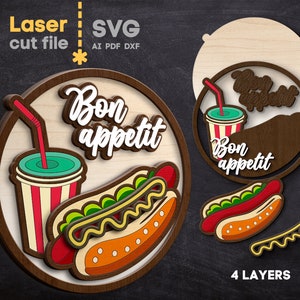Fast Food SVG Bundle. Laser Cut File for Glowforge, Pizza Hot Dog ...