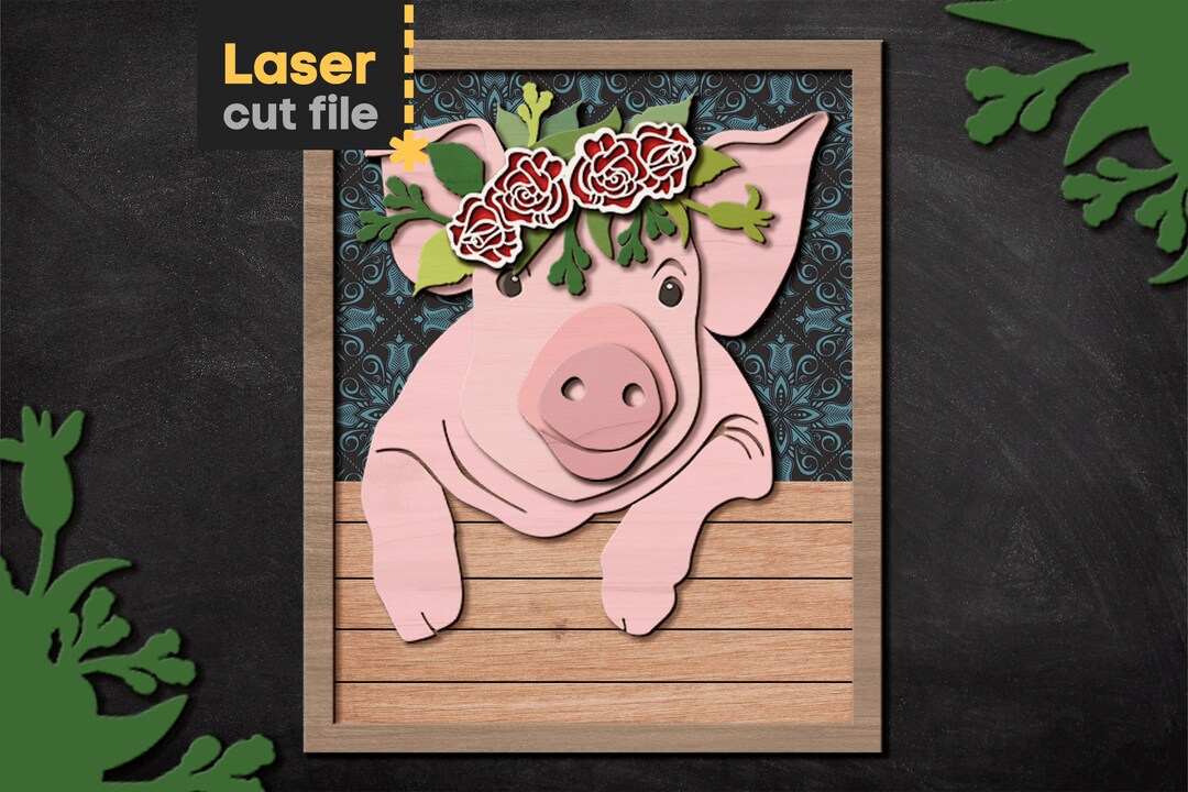 Pig SVG Laser Cut File for Glowforge Piglet Farm Animals Farmhouse ...