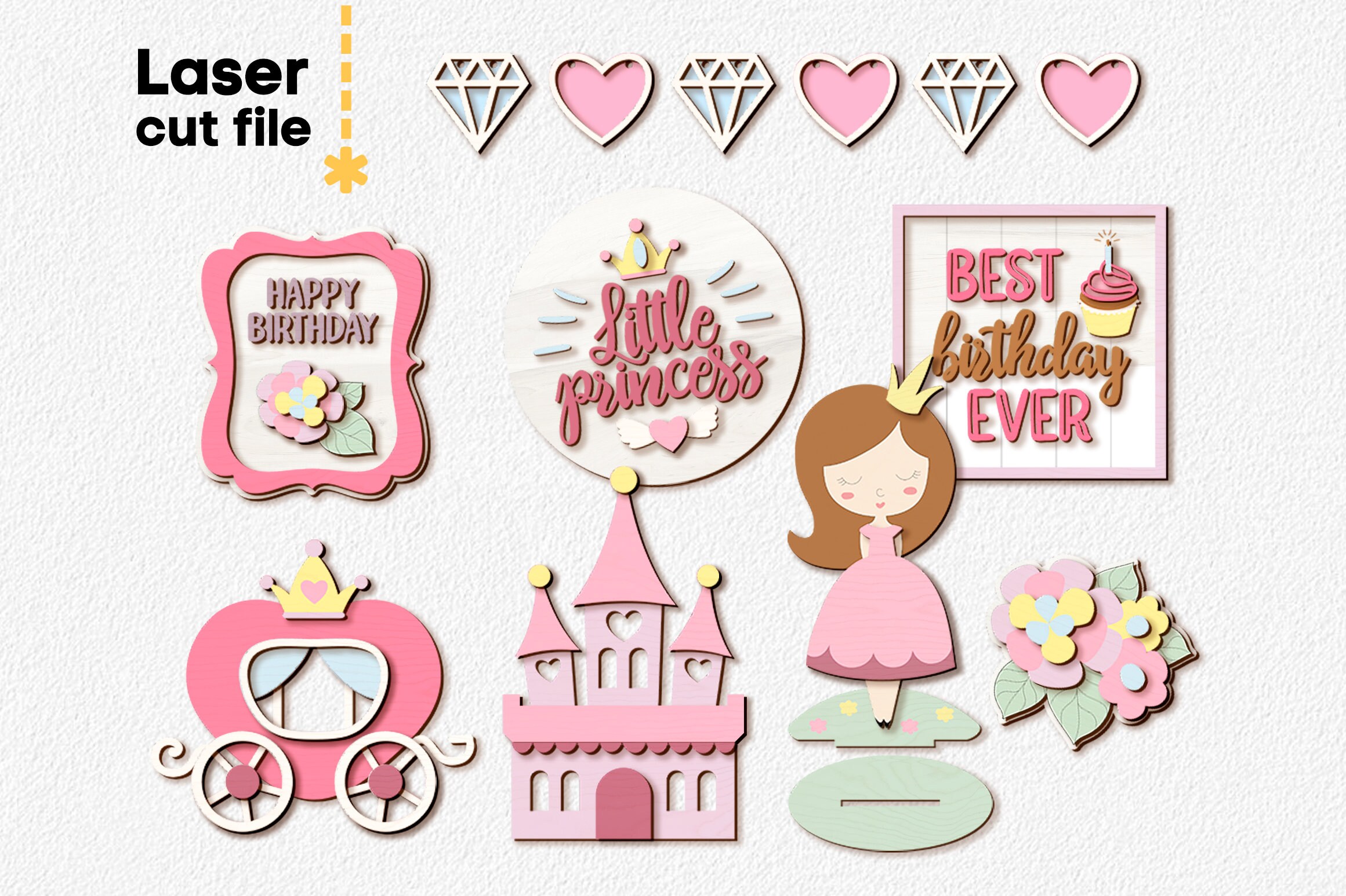 Princess Tiered Tray SVG. Laser Cut File for Glowforge, Decor Svg Dxf ...