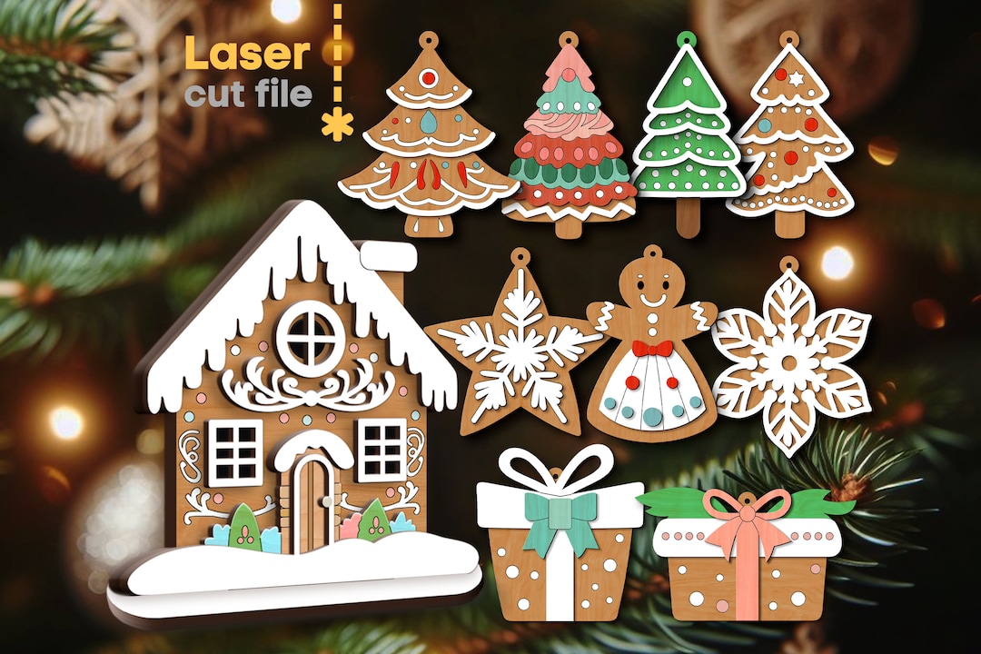Christmas Gingerbread Tree Toy SVG Bundle. Laser Cut File for Glowforge ...