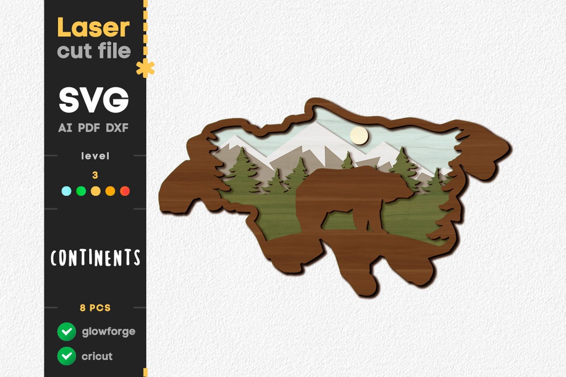 Continents SVG Bundle Laser Cut File Glowforge Cricut South North ...
