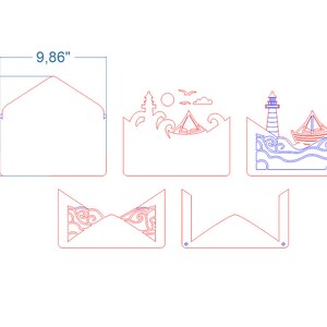 Sea Envelope SVG. Laser Cut File for Glowforge, Ocean, Lighthouse ...