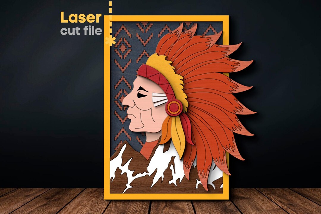 Indian Chief SVG. Laser Cut File for Glowforge, American Native Tribal ...