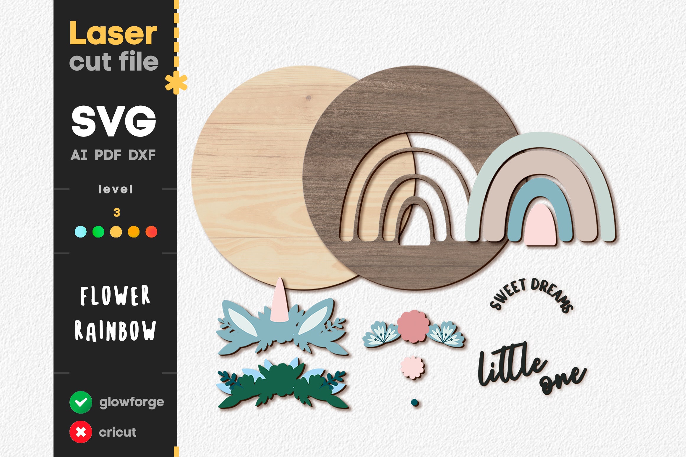 Baby Name Sign SVG Bundle. Laser Cut File Unicorn Rainbow - Etsy