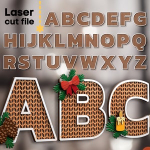 Knitting Christmas Alphabet SVG. Laser Cut File for Glowforge, Candle ...