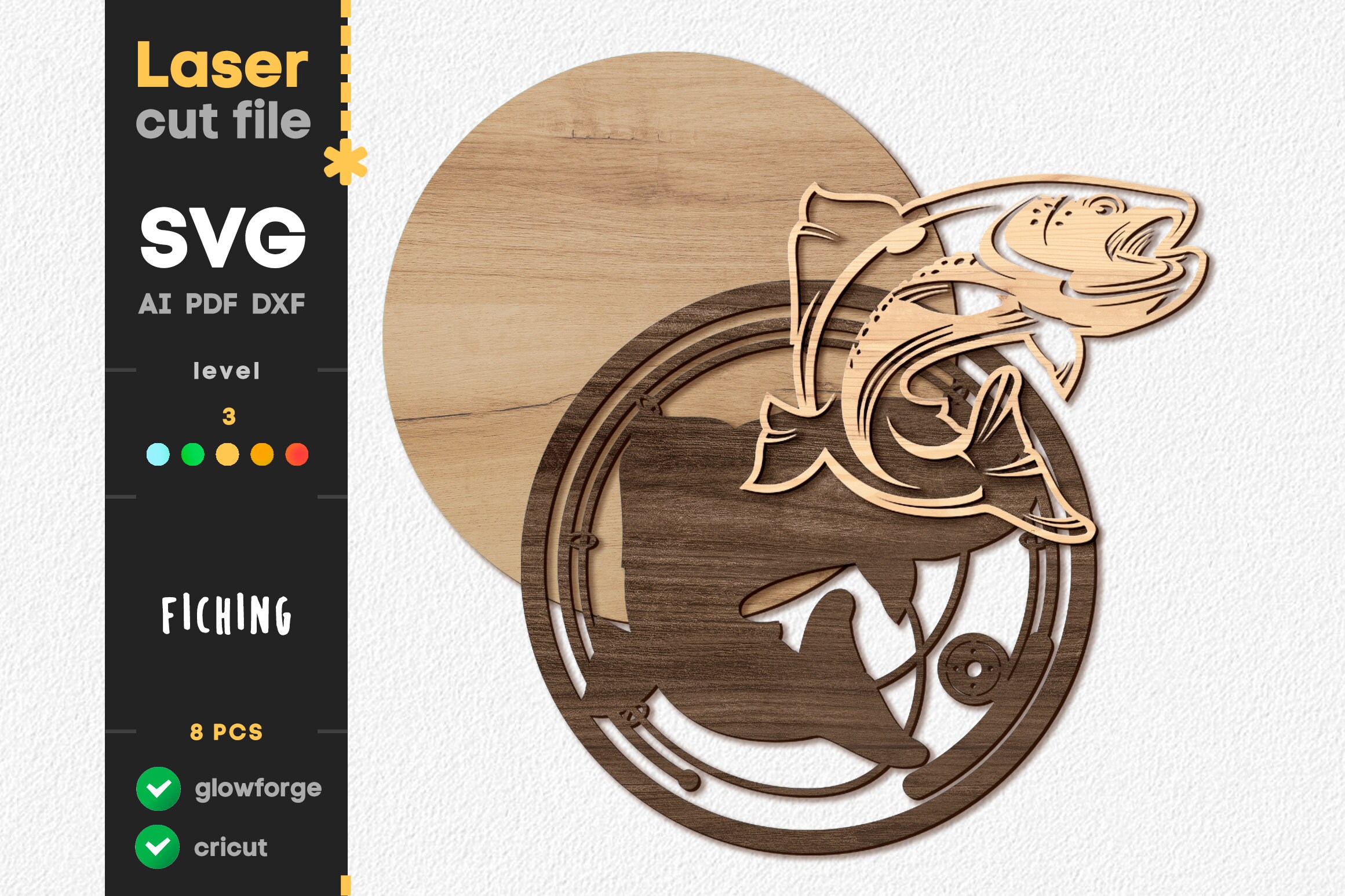 Fishing SVG Bundle. Laser Cut File for Glowforge Cricut Fish | Etsy Canada