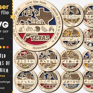 50 American States Bundle SVG. Laser Cut File for Glowforge - Etsy