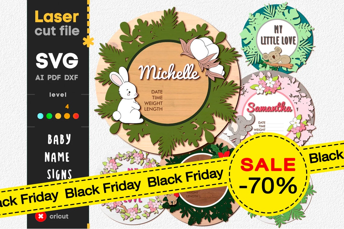 Baby Name Sign SVG Bundle. Laser Cut File for Glowforge - Etsy