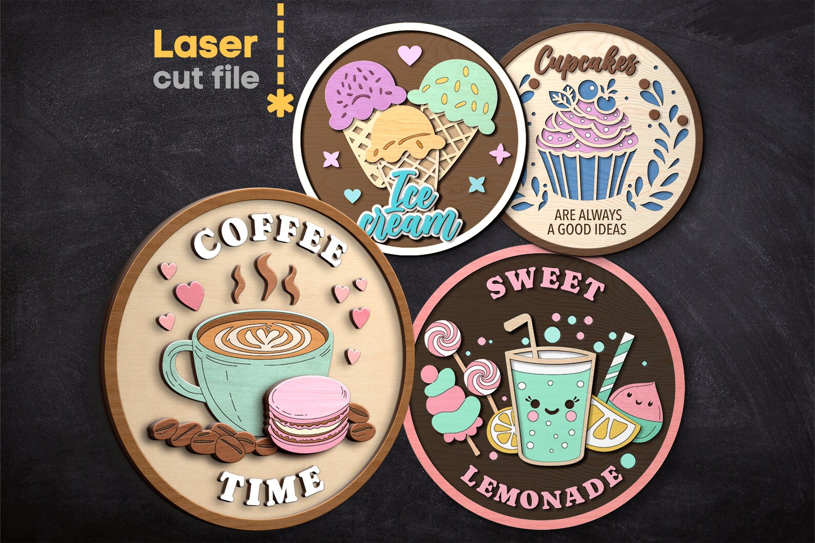 Sweets SVG Bundle. Laser Cut File for Glowforge, Ice Cream Cupcake ...