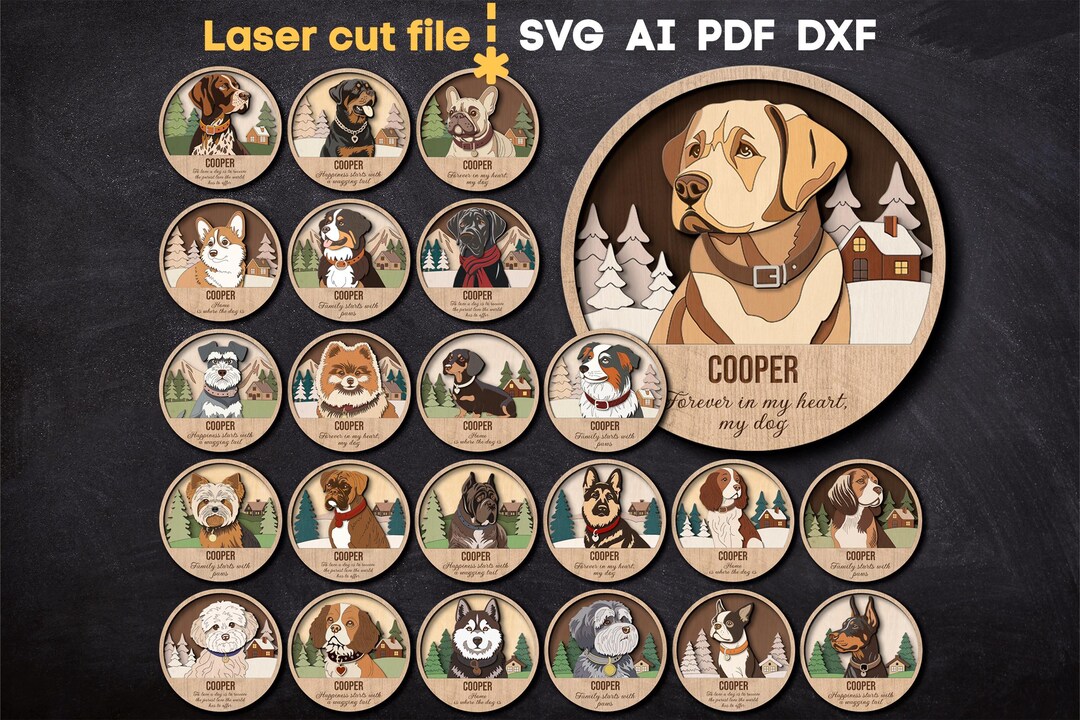 Dogs SVG Bundle. Laser Cut File for Glowforge, Dog Breeds Corgi ...