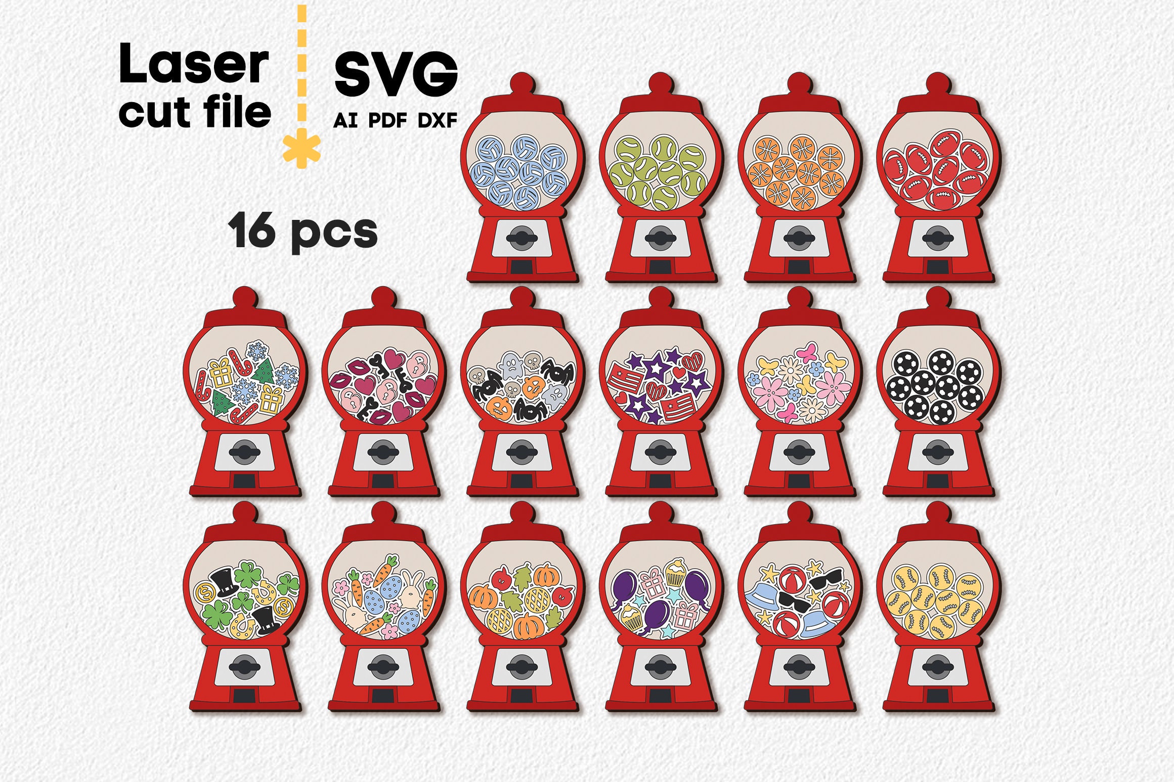 Gumball Machine SVG Bundle Laser Cut File for Glowforge - Etsy Canada