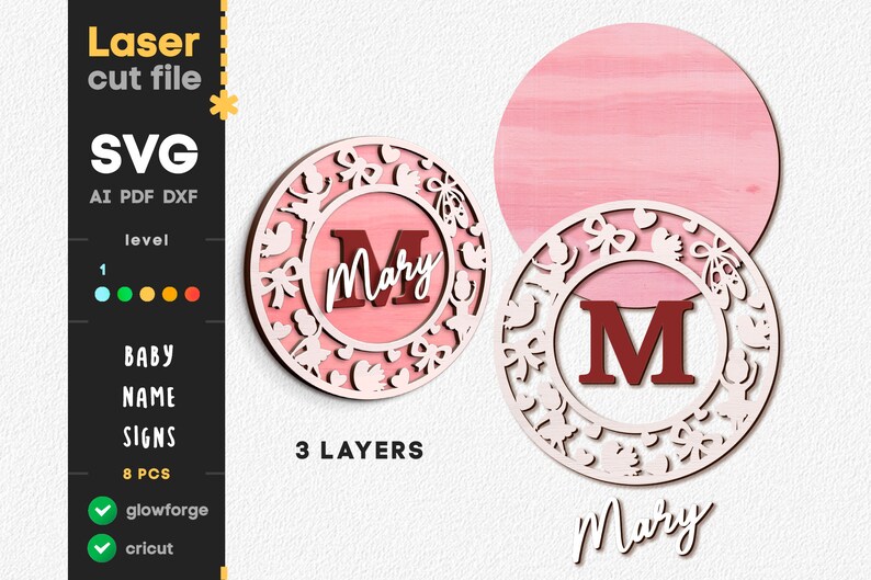 Baby Name Sign SVG Bundle. Laser Cut File for Glowforge Set - Etsy