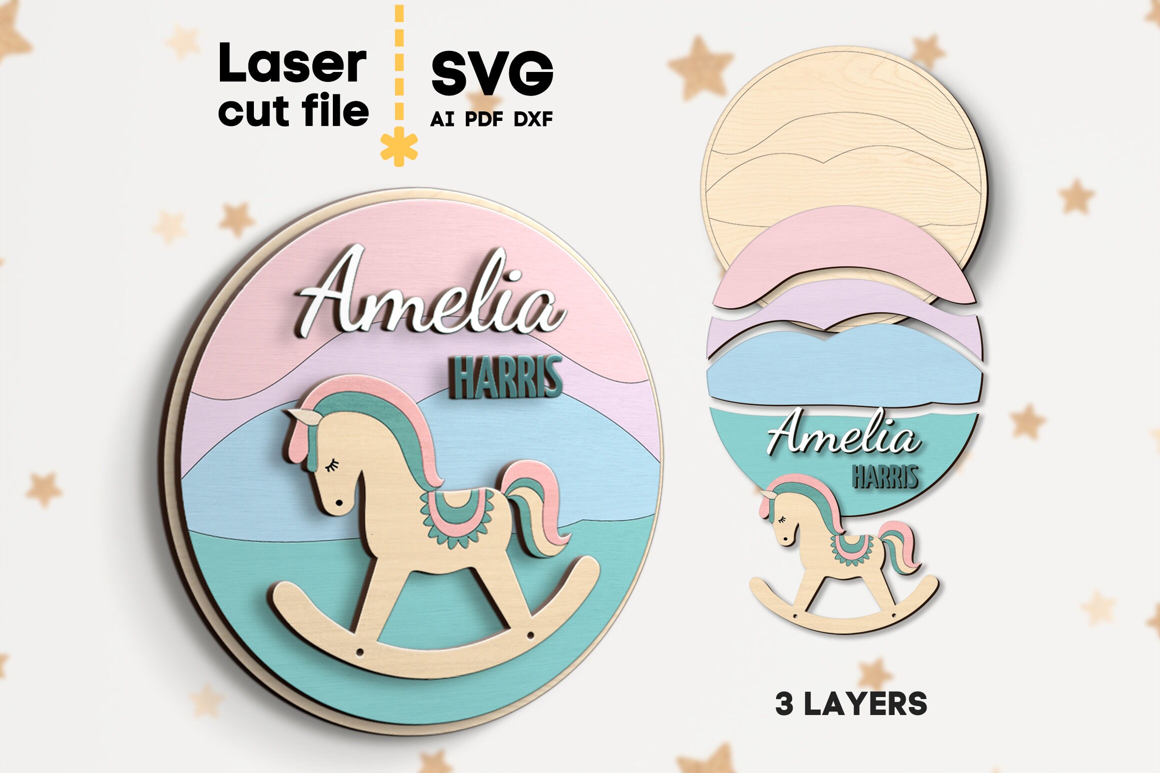 Baby Name Sign SVG Bundle. Laser Cut File for Glowforge, Fox Whale Bear ...