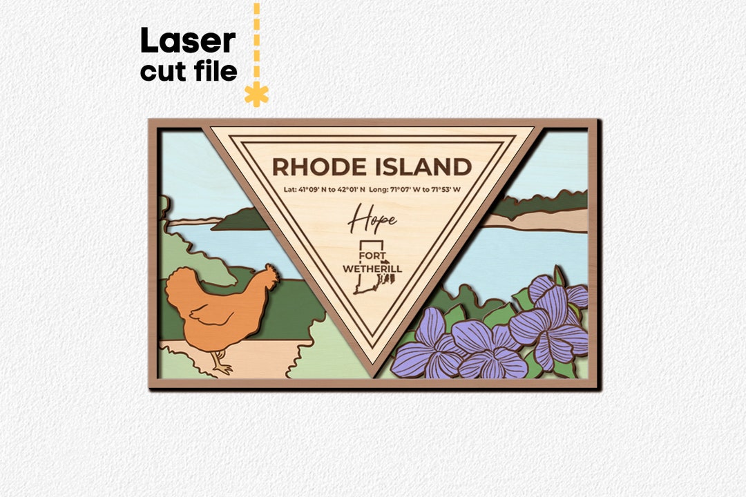 Rhode Island SVG Laser Cut File for Glowforge American States. Layered ...