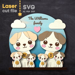 Dog Family Statuette SVG. Laser Cut File for Glowforge Cricut ...