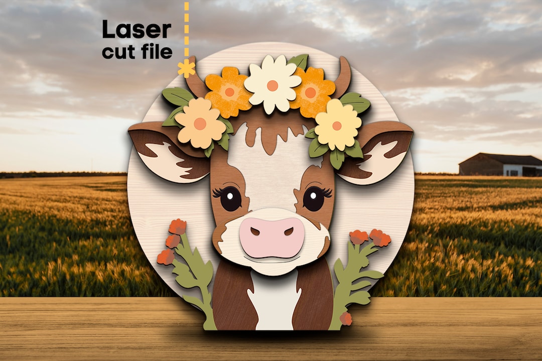 Calf SVG. Laser Cut File for Glowforge, Farm Baby Animals Little Cow ...