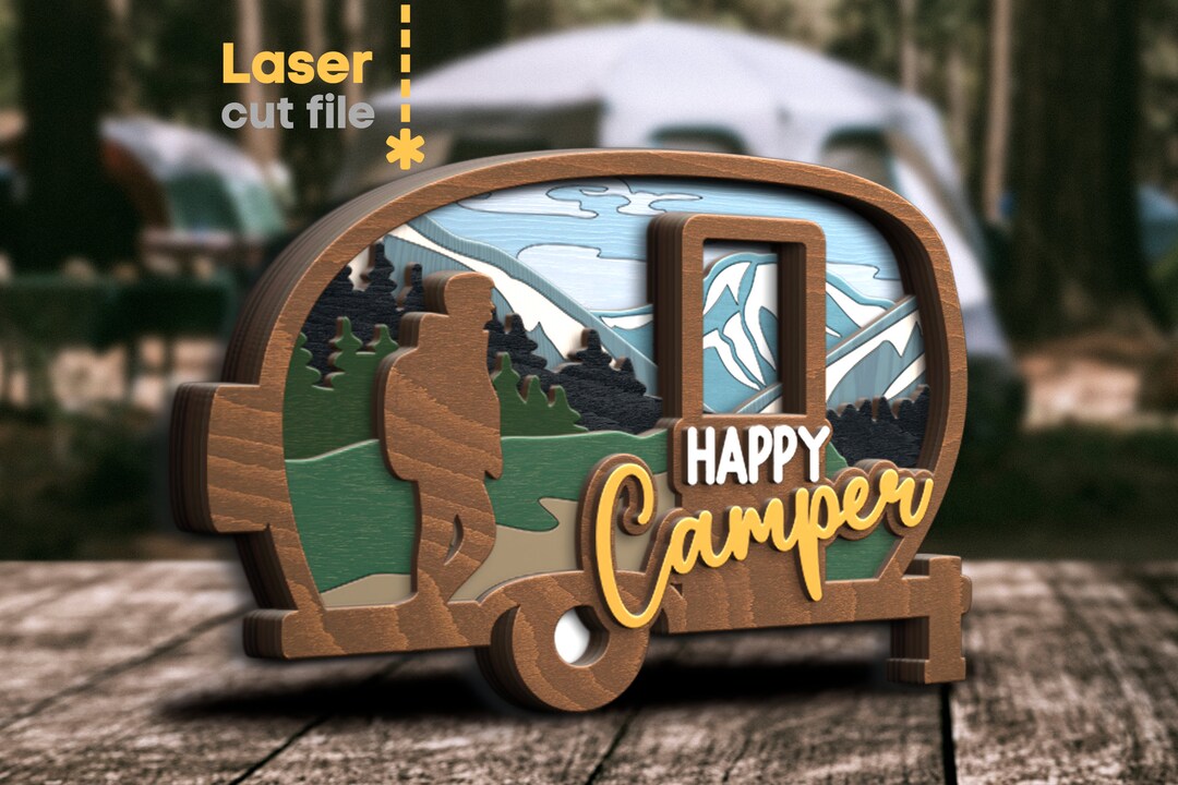 Camping Trailer SVG. Laser Cut File for Glowforge, Motorhome, Happy ...