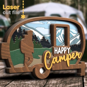 Camping Trailer SVG. Laser Cut File for Glowforge, Motorhome, Happy ...
