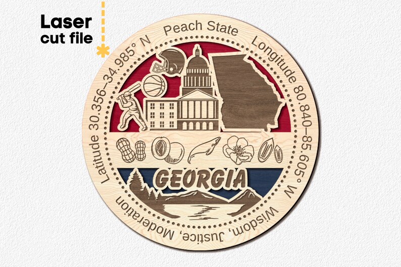 Georgia SVG. Laser Cut File for Glowforge American States - Etsy Ireland