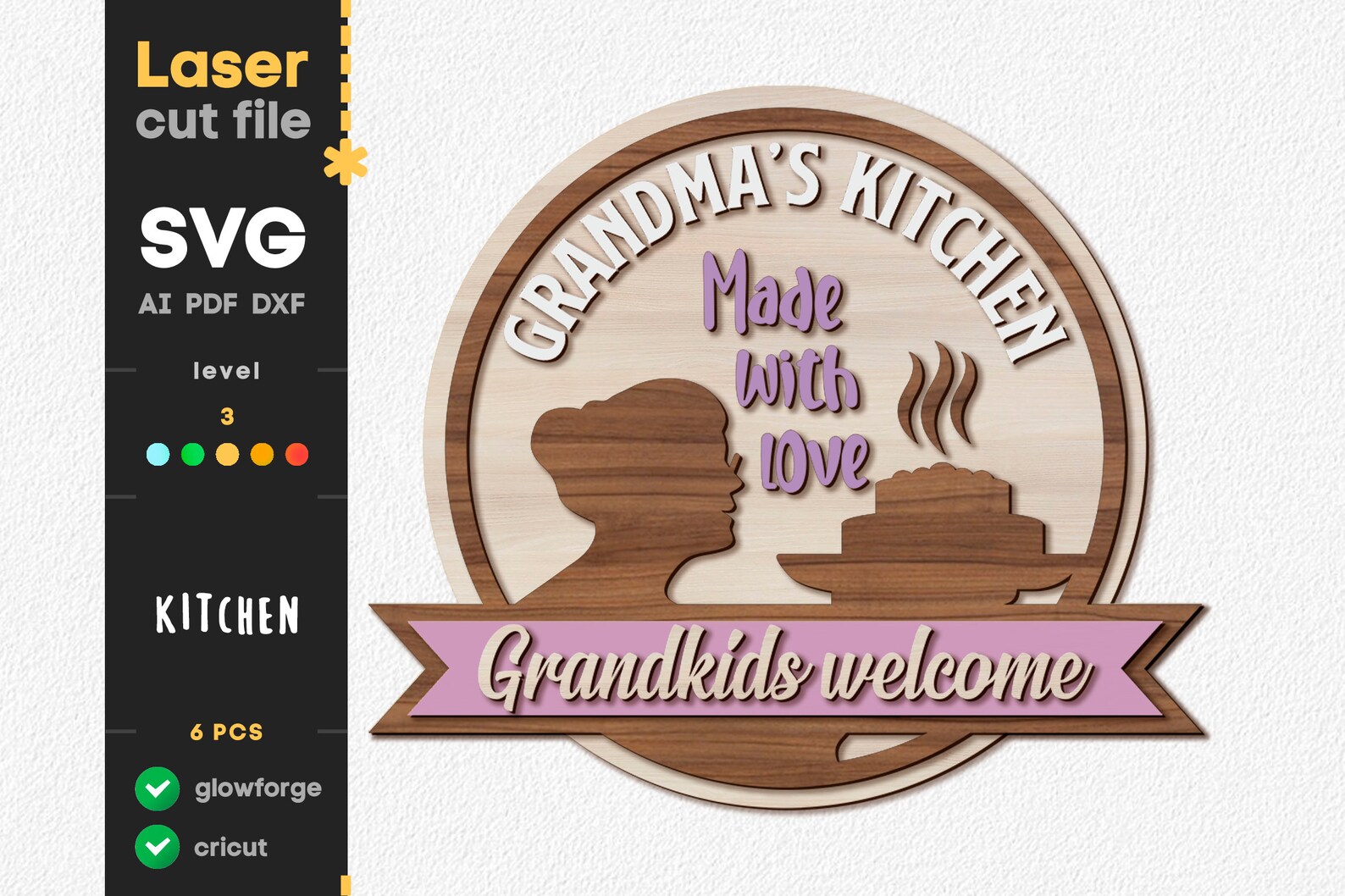 Kitchen Signs SVG Bundle. Laser Cut File for Glowforge Cricut | Etsy