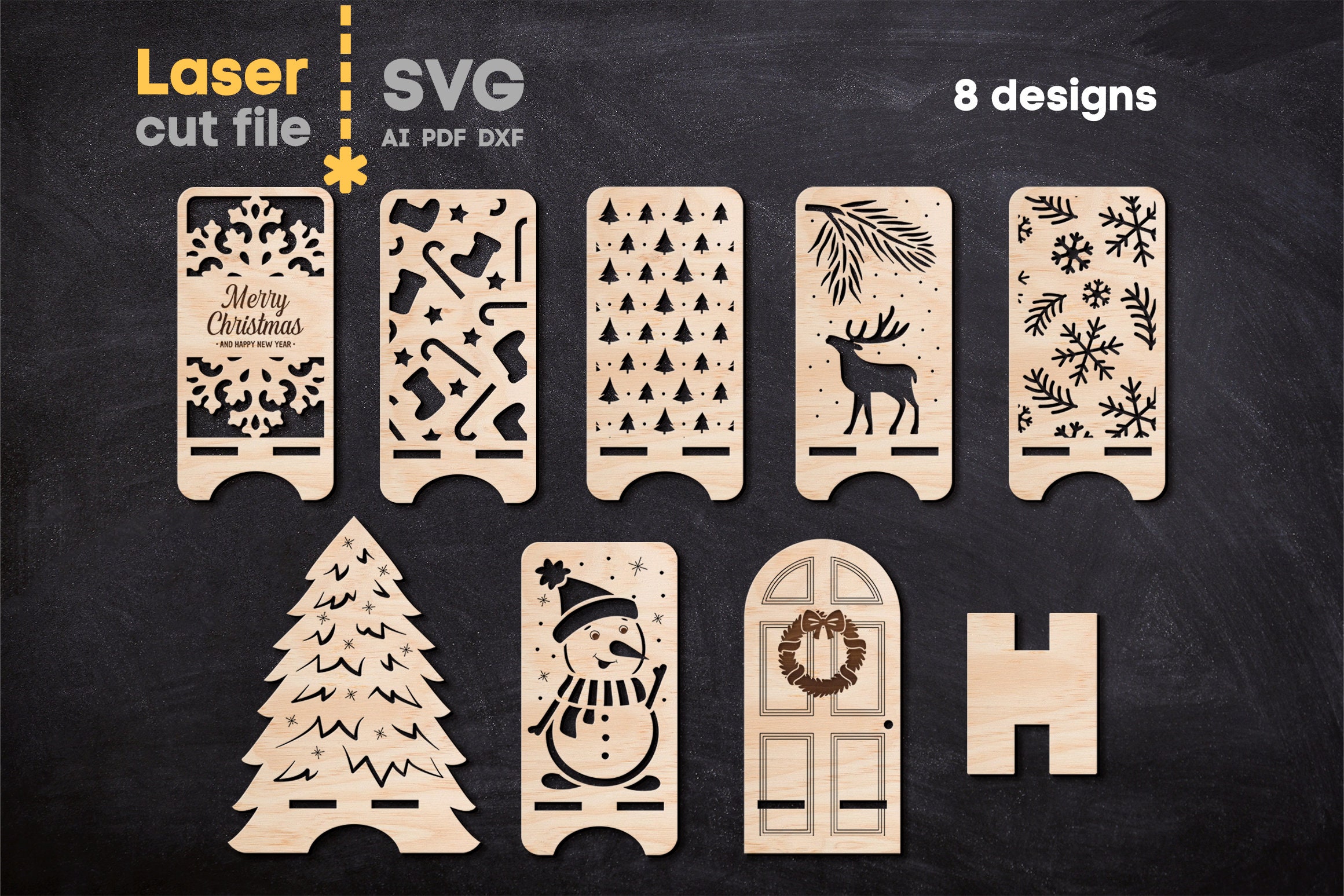 Phone Stand Christmas SVG Bundle. Laser Cut File for Glowforge - Etsy