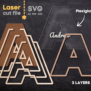 Alphabet Piggy Bank SVG Laser Cut File for Glowforge Name Coin Bank ...