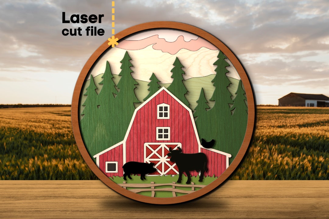 Barn House SVG. Laser Cut File for Glowforge, Farm Animal Cow Farmhouse ...