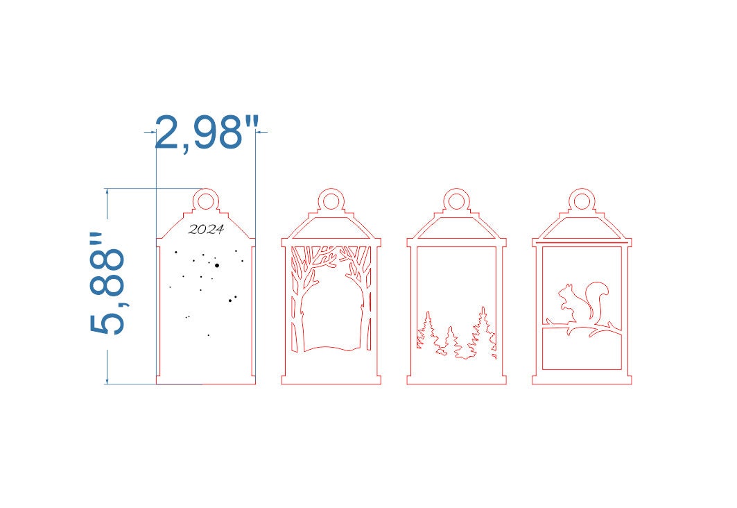 Merry Christmas Lantern SVG Bundle. Laser Cut File for Glowforge, Deer ...