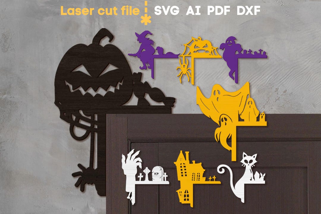 Halloween SVG. Laser Cut File for Glowforge, Cricut Door Corner Svg Dxf ...