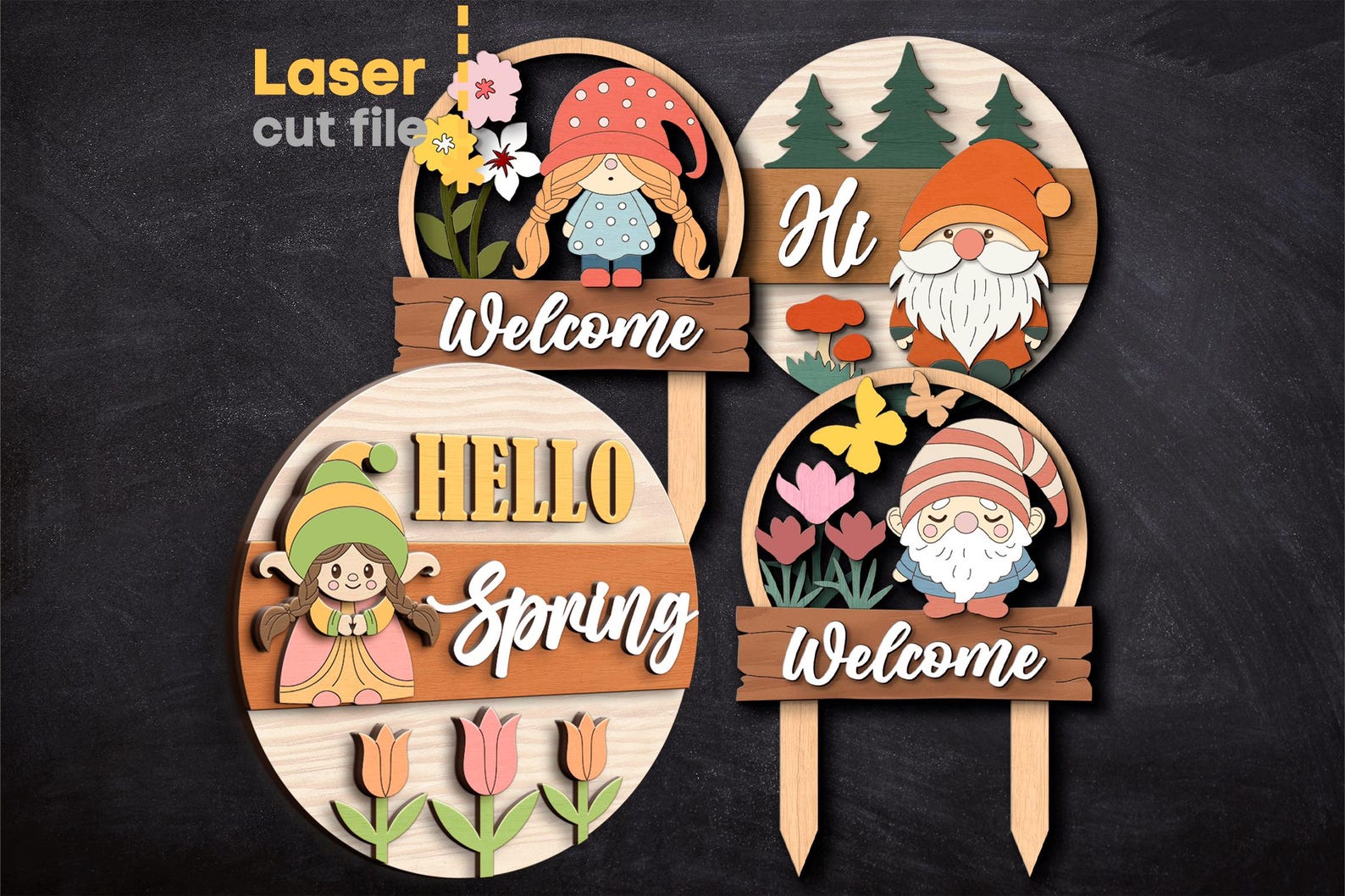 Spring SVG Bundle. Laser Cut File for Glowforge, Gnome Flowers Tulips ...