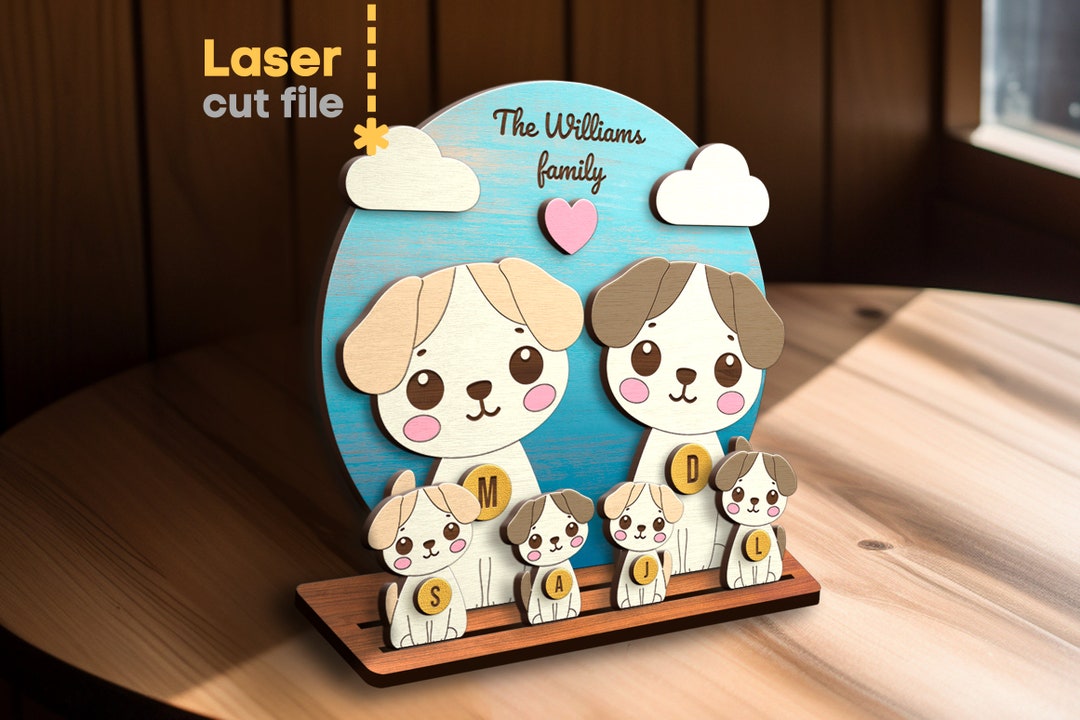 Dog Family Statuette SVG. Laser Cut File for Glowforge Cricut ...