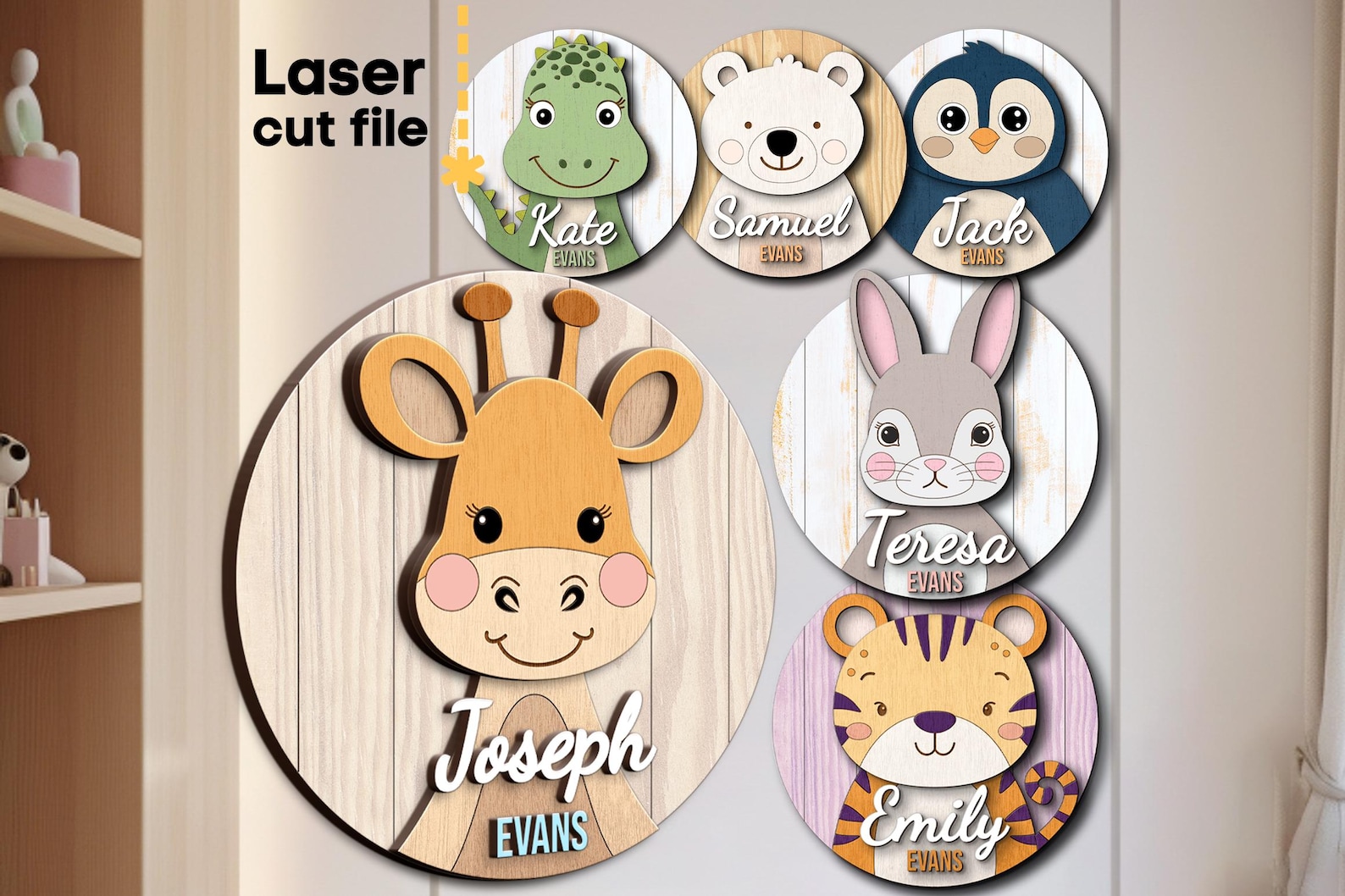 Baby Name Sign SVG Bundle. Laser Cut File for Glowforge, Cute Animals ...