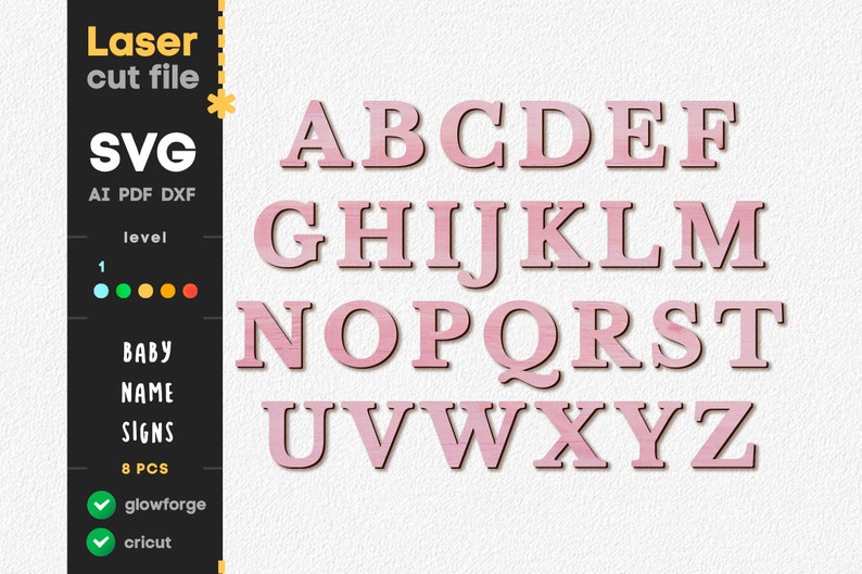 Baby Name Sign SVG Bundle. Laser Cut File for Glowforge Set - Etsy