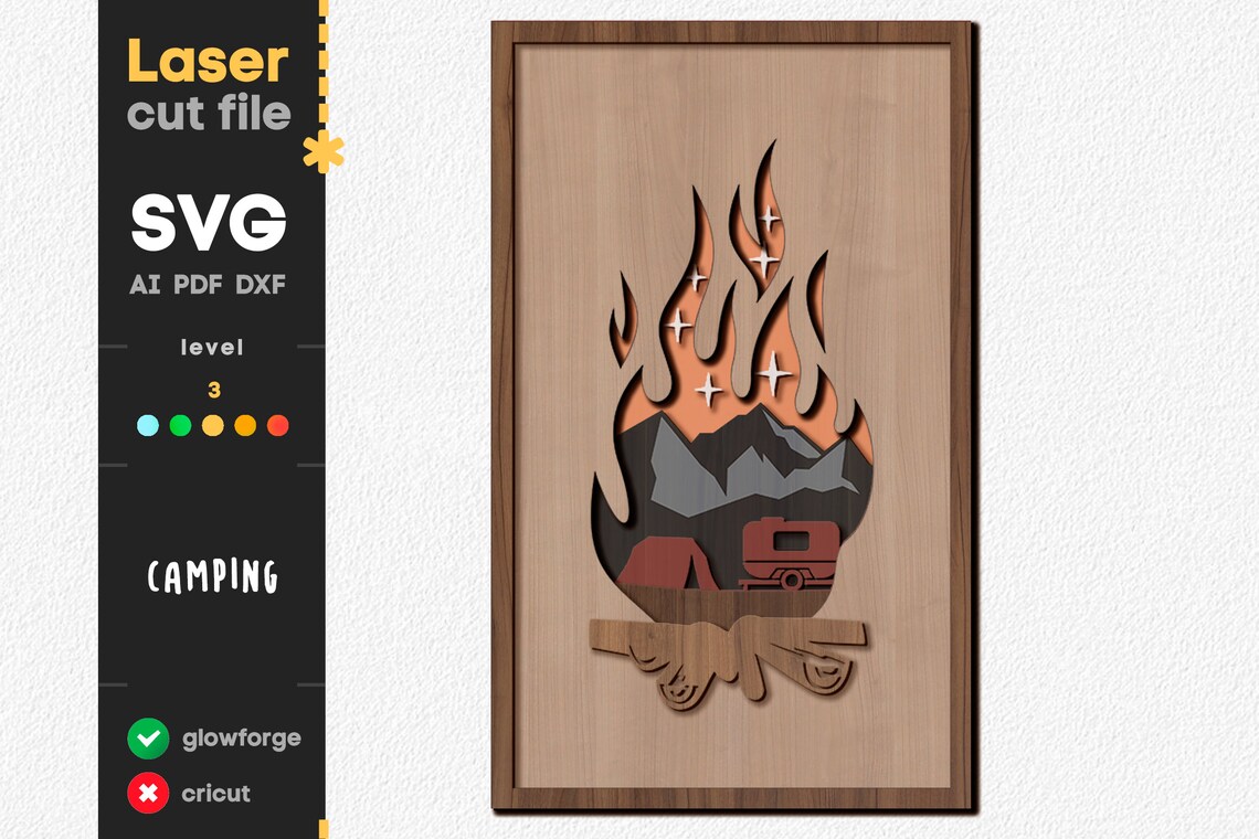 Camping SVG. Laser Cut File for Glowforge Fire Bonfire Tent - Etsy