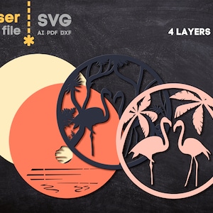 Flamingo SVG. Laser Cut File for Glowforge Cricut. Pink Tropical Bird ...