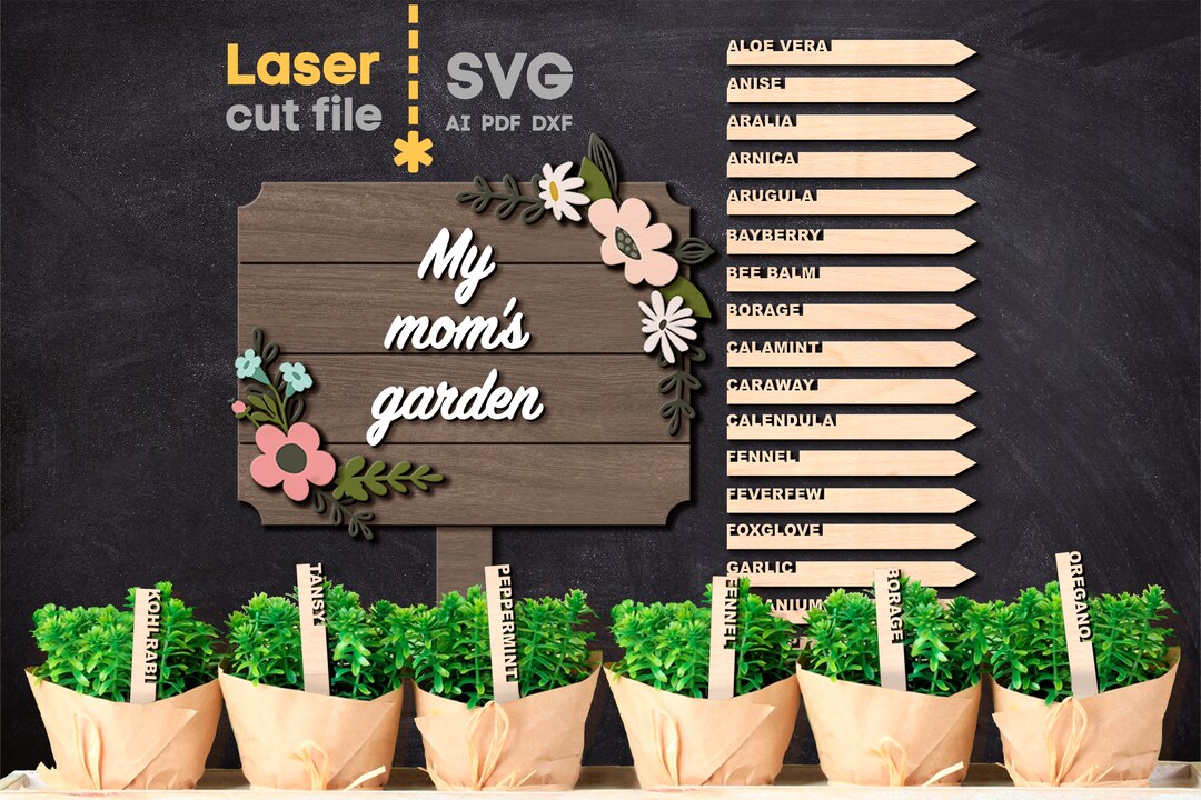 223+ Garden Markers SVG Laser Cut Files for Glowforge. Plant, Herbs and ...