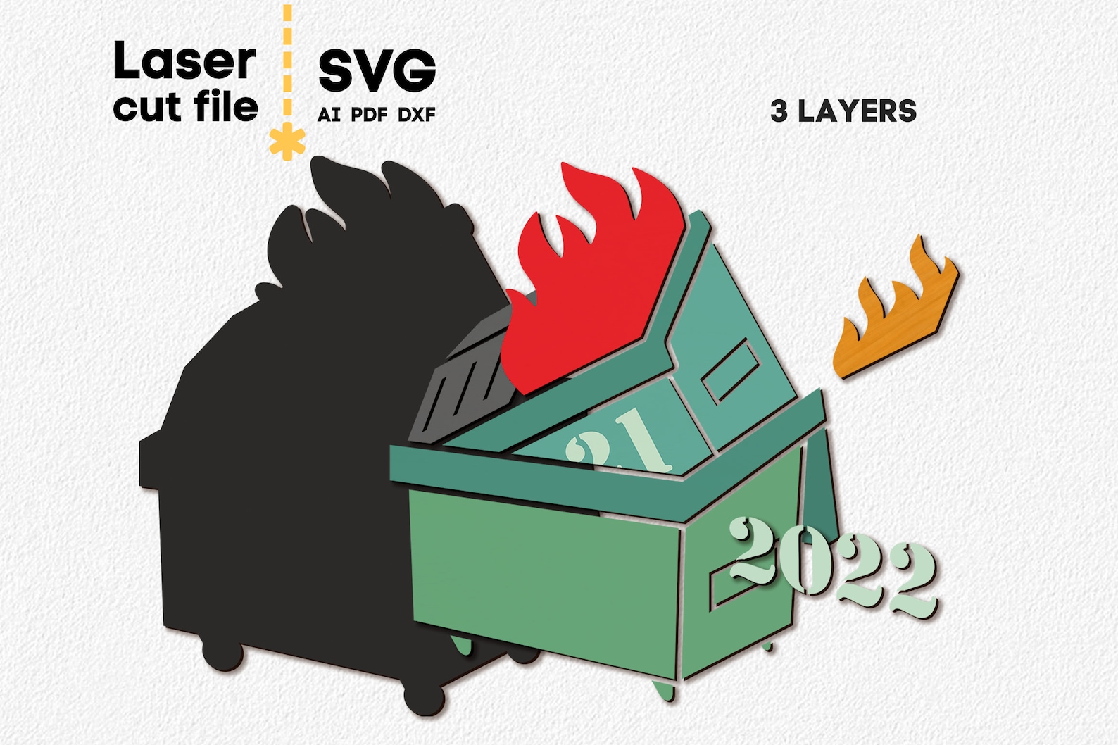 Dumpster Fire SVG. Laser Cut File for Glowforge Cricut. Merry - Etsy