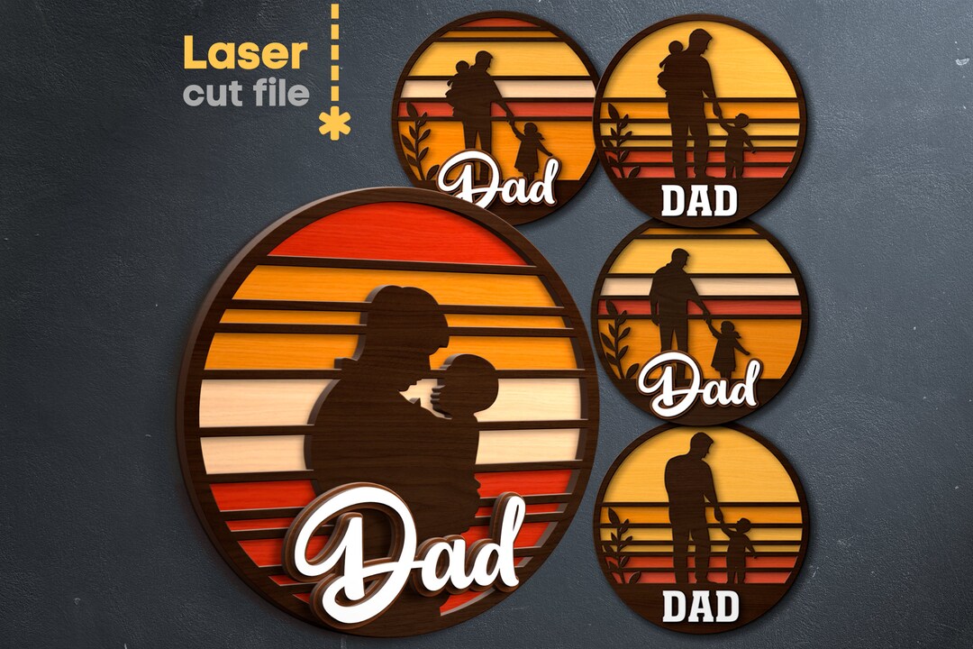 Dad SVG Bundle. Laser Cut File for Glowforge, Dad and Children Father ...