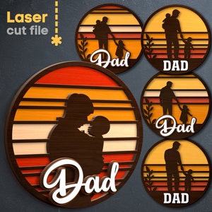 Dad SVG Bundle. Laser Cut File for Glowforge, Dad and Children Father ...