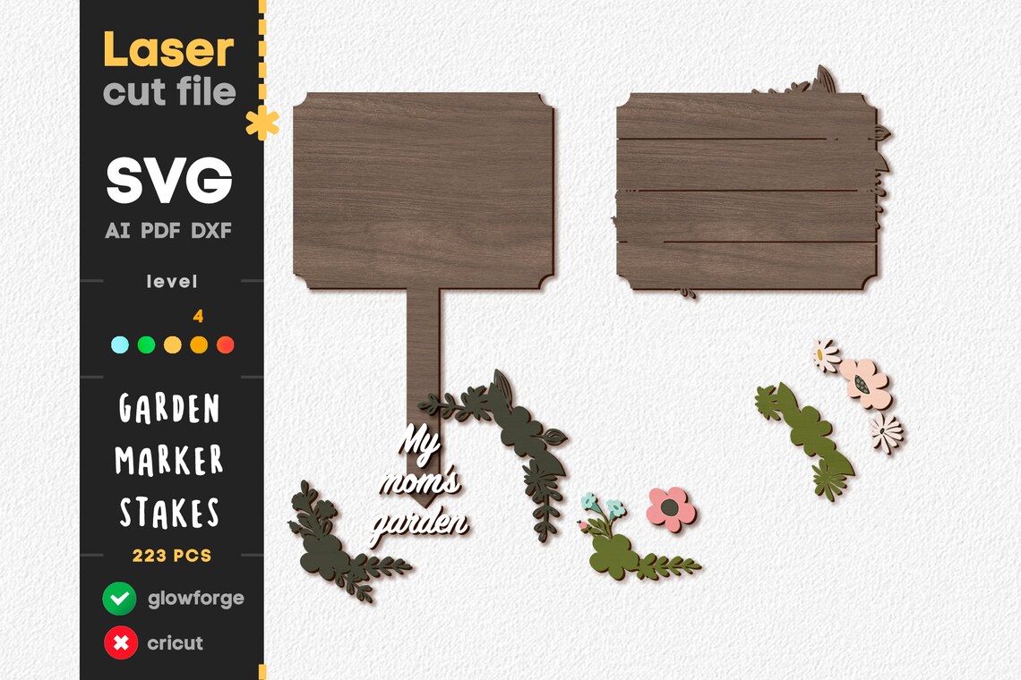 223 Garden Markers SVG Laser Cut Files for Glowforge. Plant - Etsy
