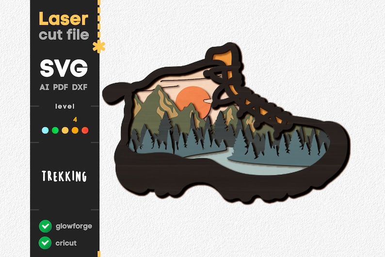 Camping SVG. Laser Cut File for Glowforge, Boot High Shoe Fire Bonfire ...