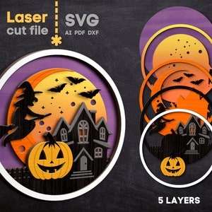 Happy Halloween SVG Bundle. Laser Cut File for Glowforge, Bat Pumpkin ...