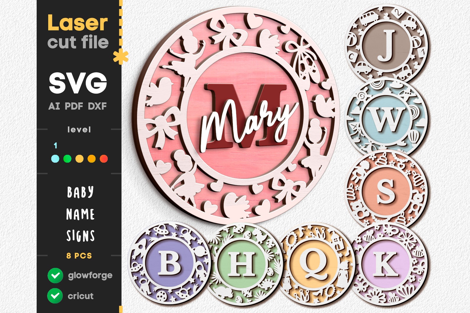 Baby Name Sign SVG Bundle. Laser Cut File for Glowforge Set - Etsy