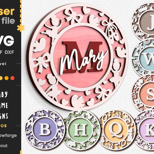 Baby Name Sign SVG Bundle. Laser Cut File Unicorn Rainbow - Etsy