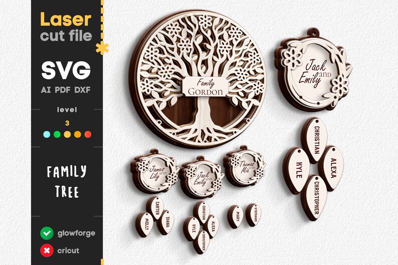 Family Tree SVG. Laser Cut File for Glowforge Mother's - Etsy Canada