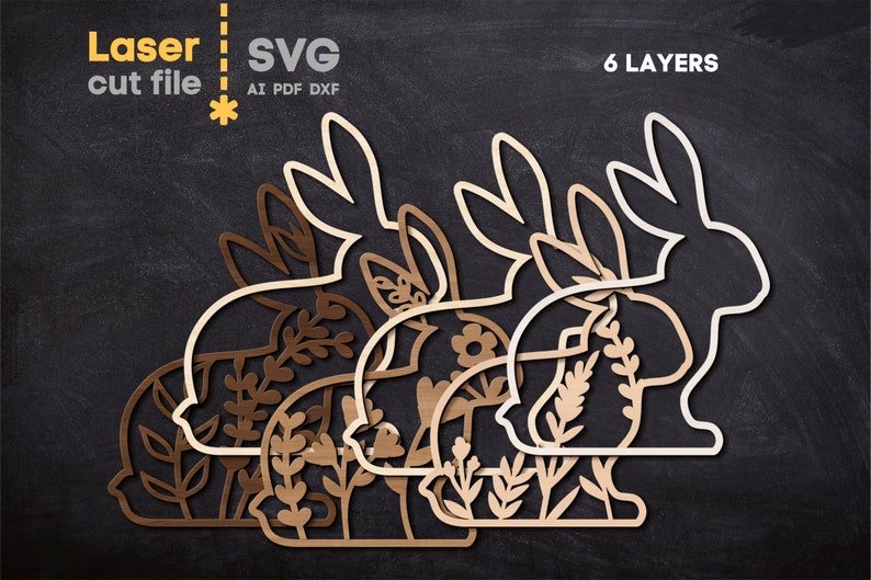 Easter Rabbits SVG Laser Cut File for Glowforge Cricut Floral - Etsy