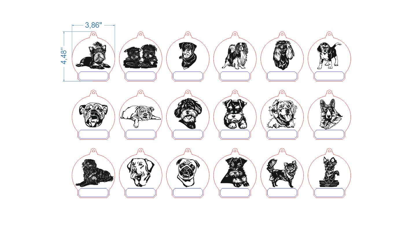 Christmas Dogs Tree Toys SVG Bundle. Laser Cut File for - Etsy