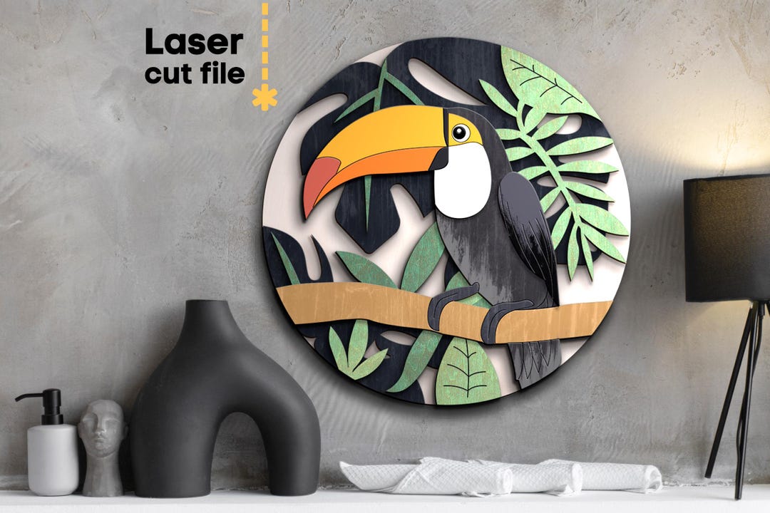 Toucan SVG. Laser Cut File for Glowforge, Jungle Animals, Layered Round ...