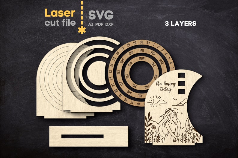 Perpetual Calendar SVG Bundle. Laser Cut File for Glowforge, Nature ...